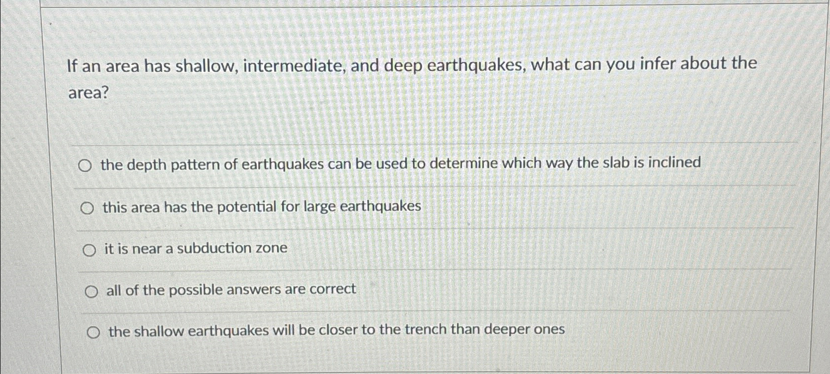 Solved If an area has shallow, intermediate, and deep | Chegg.com
