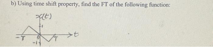 b) Using time shift property, find the FT of the | Chegg.com