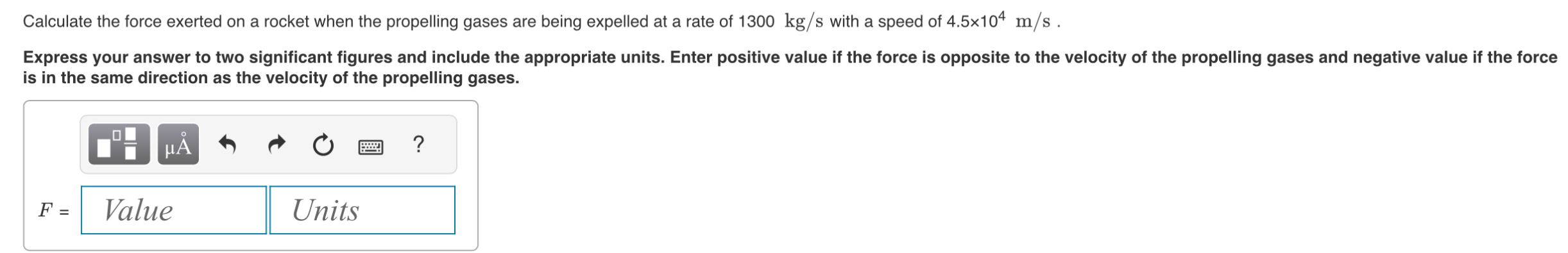 Solved Calculate the force exerted on a rocket when the | Chegg.com