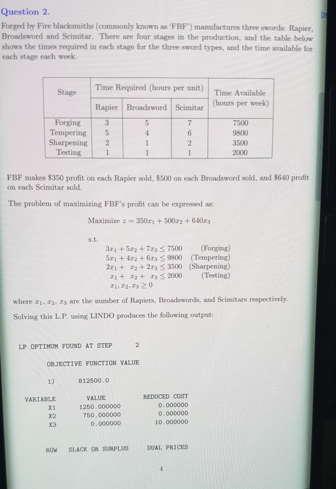 Solved Question 2. Forged by Fire blacksmiths (commonly | Chegg.com