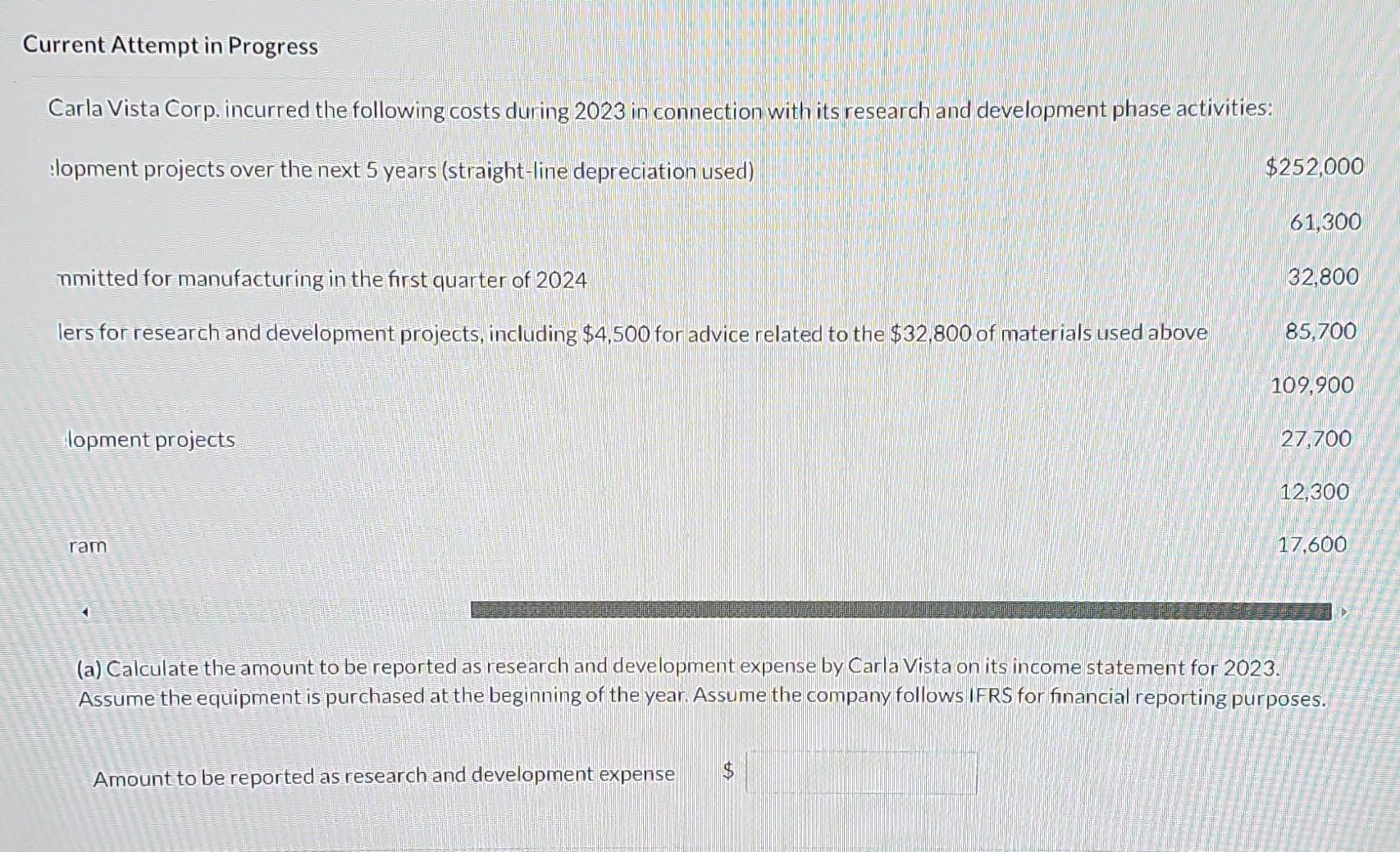Solved Current Attempt in Progress Carla Vista Corp. | Chegg.com