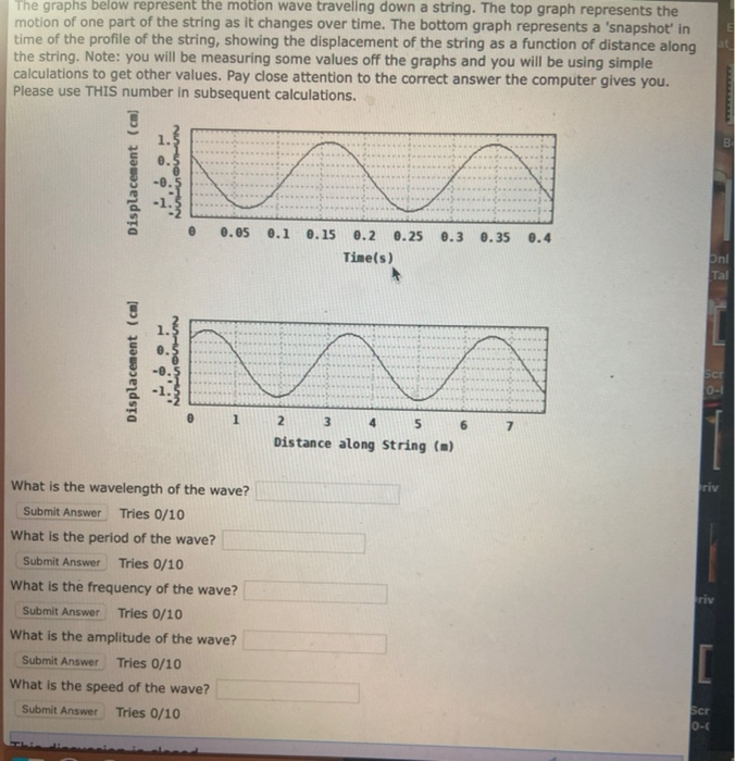 Solved E The graphs below represent the motion wave | Chegg.com
