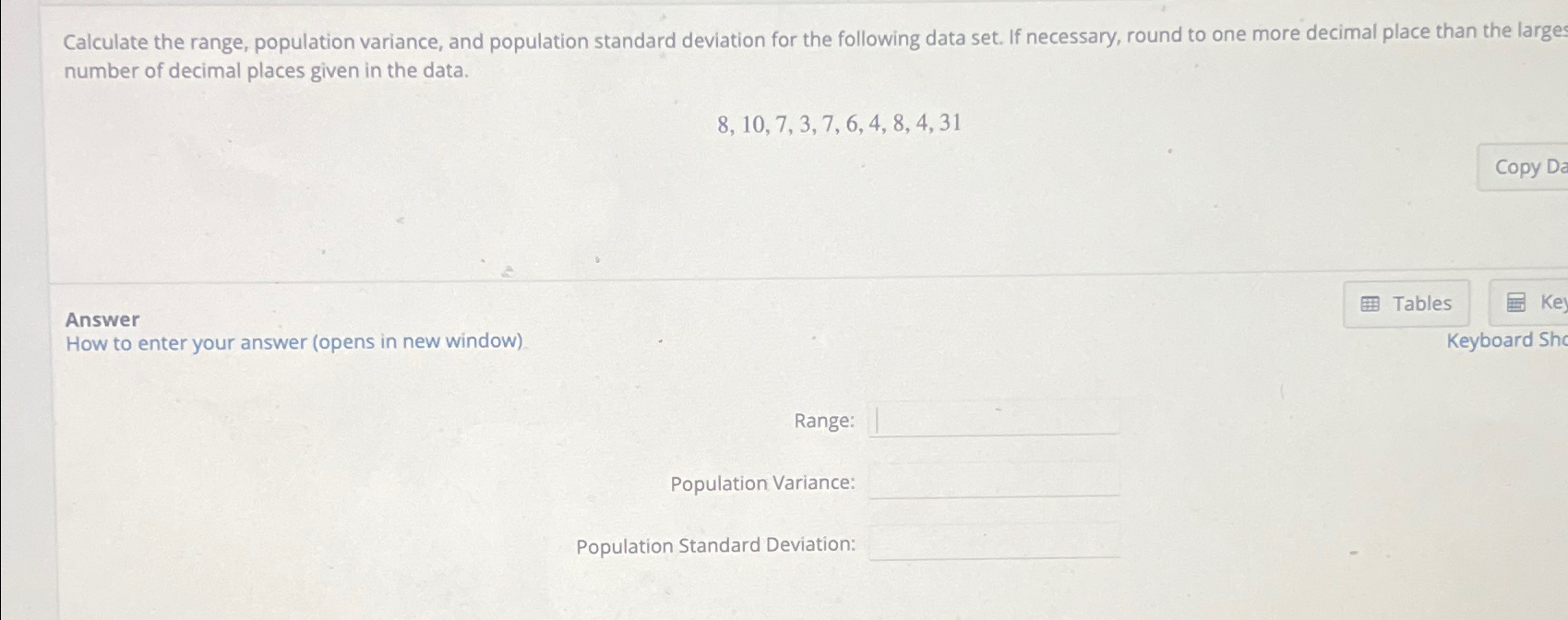Solved Calculate The Range Population Variance And