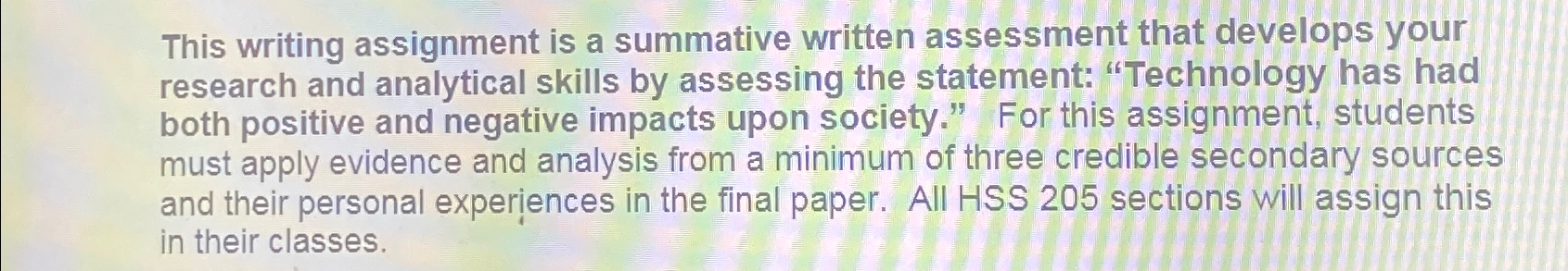 Solved This writing assignment is a summative written | Chegg.com