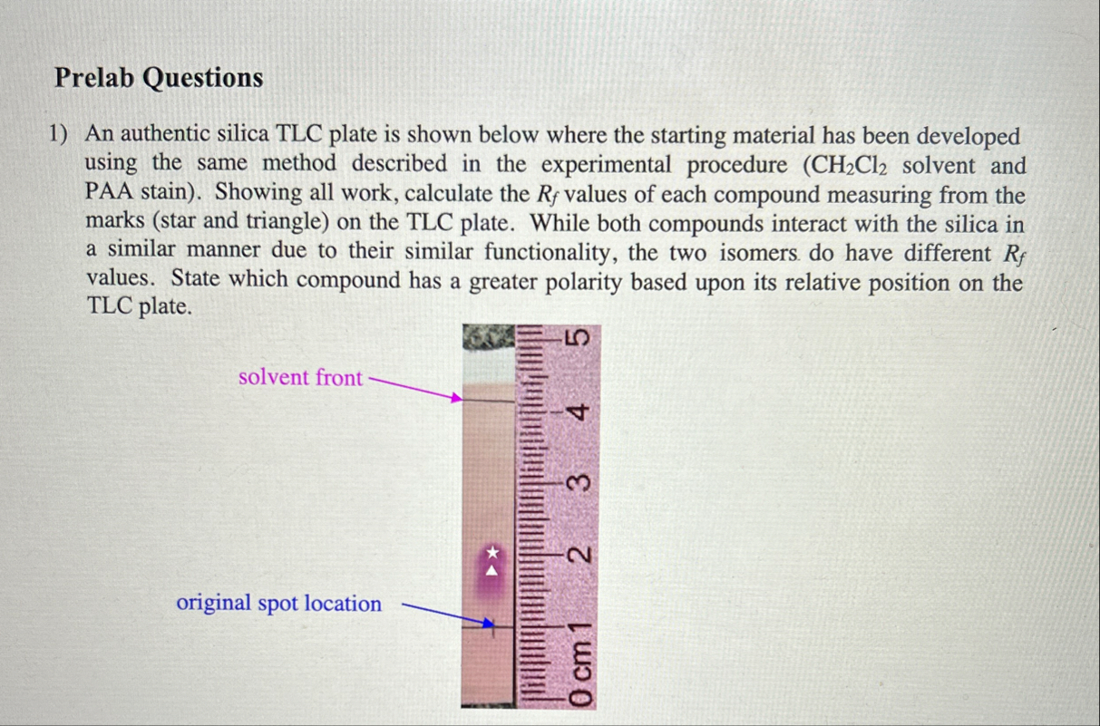 Solved Prelab QuestionsAn authentic silica TLC plate is | Chegg.com