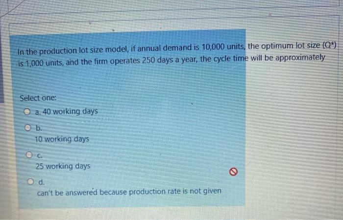 Solved In the production lot size model, if annual demand is | Chegg.com