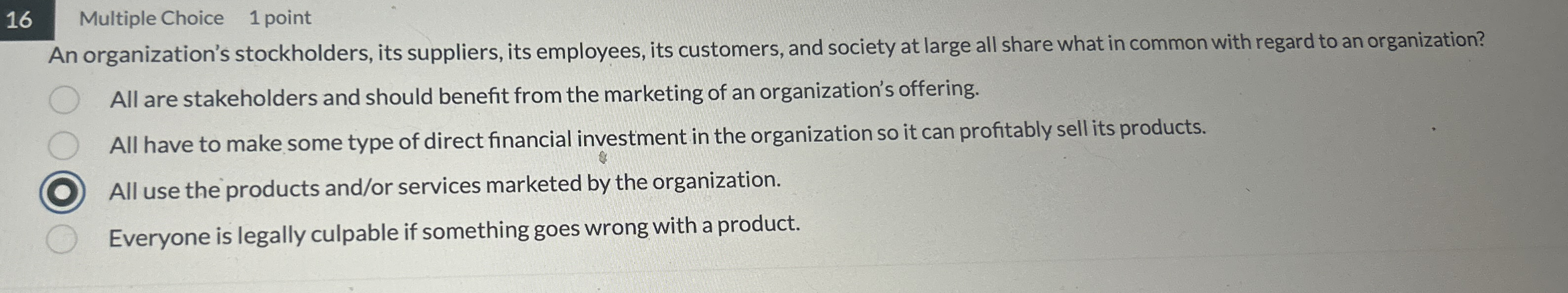 Solved 16Multiple Choice1 ﻿pointAn organization's | Chegg.com