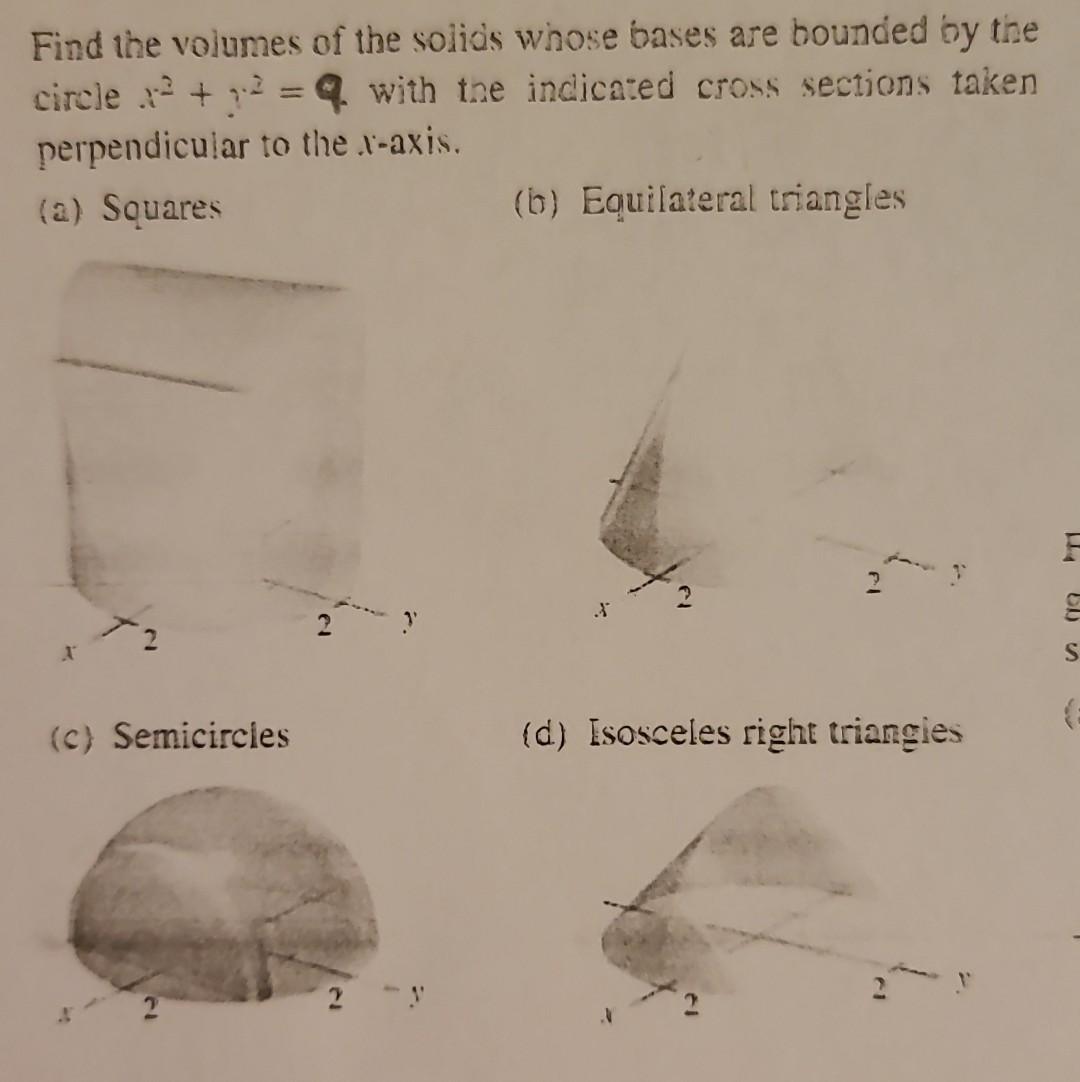 Solved Find the volumes of the solids whose bases are | Chegg.com