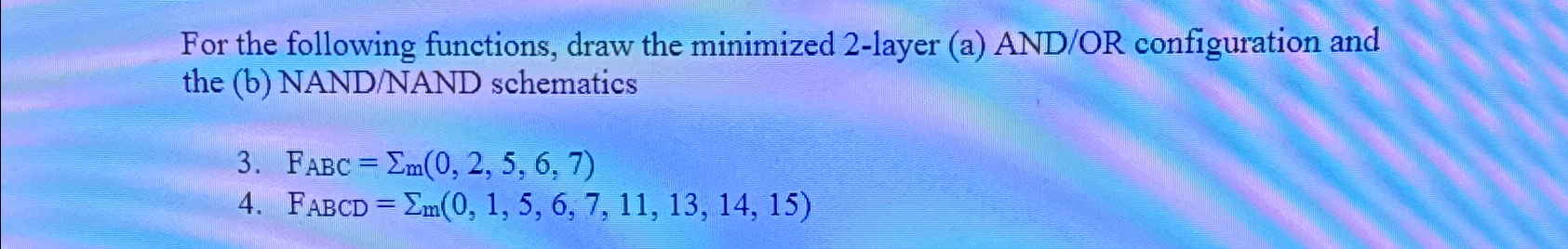 Solved For the following functions, draw the minimized | Chegg.com