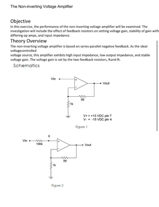 Solved The Non-inverting Voltage Amplifier Objective In this | Chegg.com