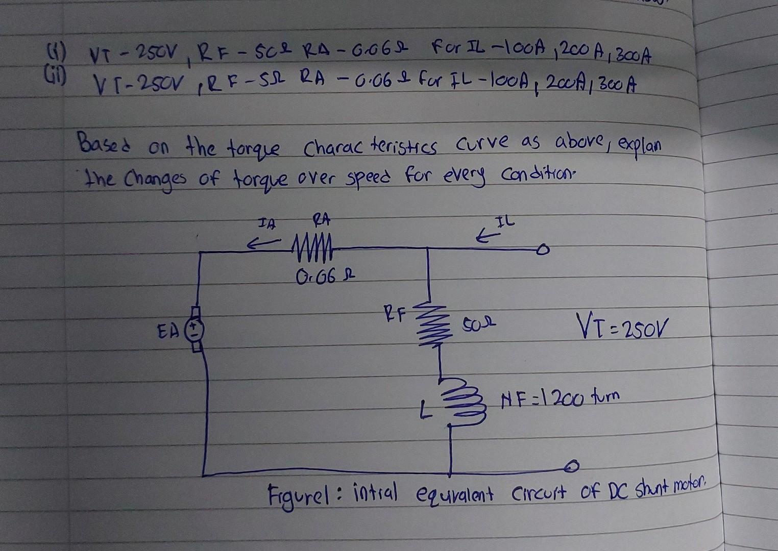 Solved (i) VT-250V, RF-5CR RA- R.06Ω for IL−100A,200A,300 A | Chegg.com