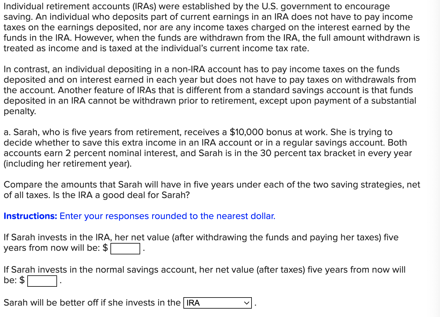 Solved Individual retirement accounts (IRAs) ﻿were | Chegg.com