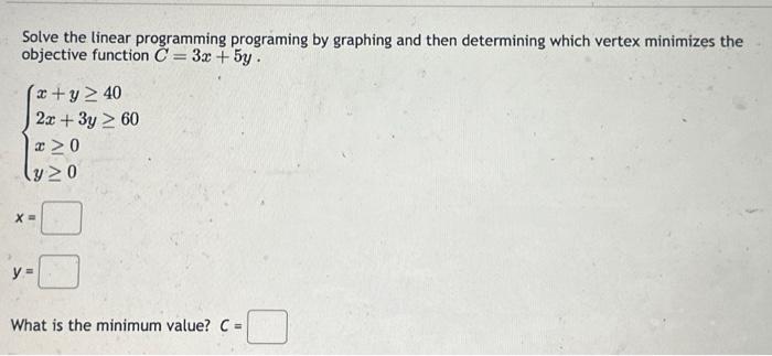 Solved Solve The Linear Programming Programing By Graphing 1341