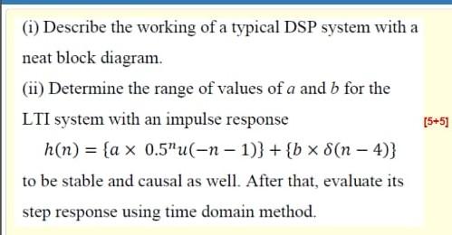 Solved (1) Describe the working of a typical DSP system with | Chegg.com