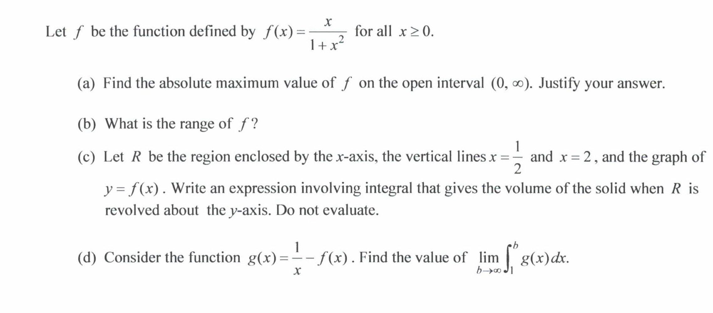 Solved Let f ﻿be the function defined by f(x)=x1+x2 ﻿for all | Chegg.com
