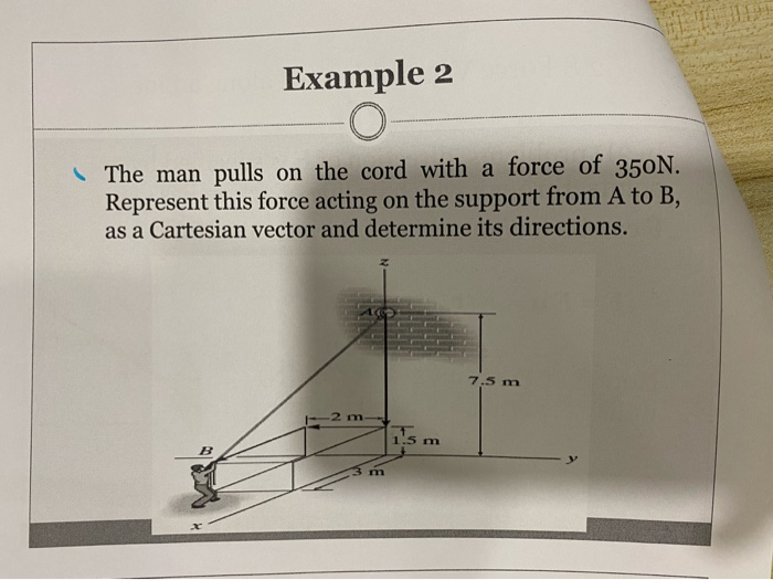 Solved Example 2 The man pulls on the cord with a force of | Chegg.com