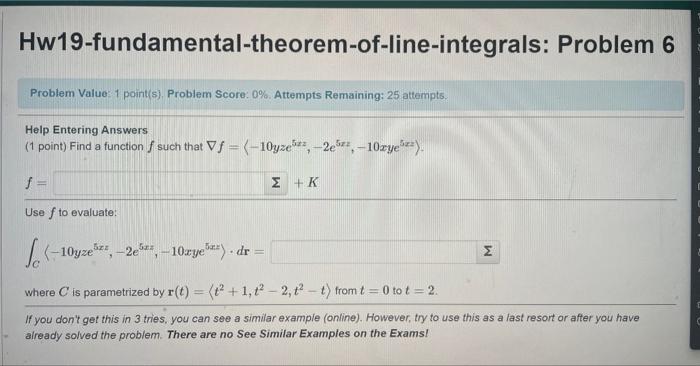 Solved Hw19-fundamental-theorem-of-line-integrals: Problem 6 | Chegg.com