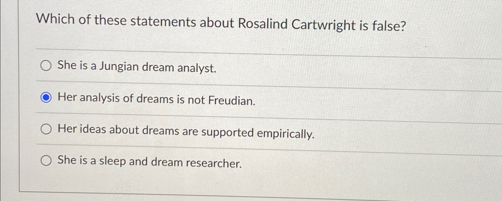 Solved Which of these statements about Rosalind Cartwright | Chegg.com