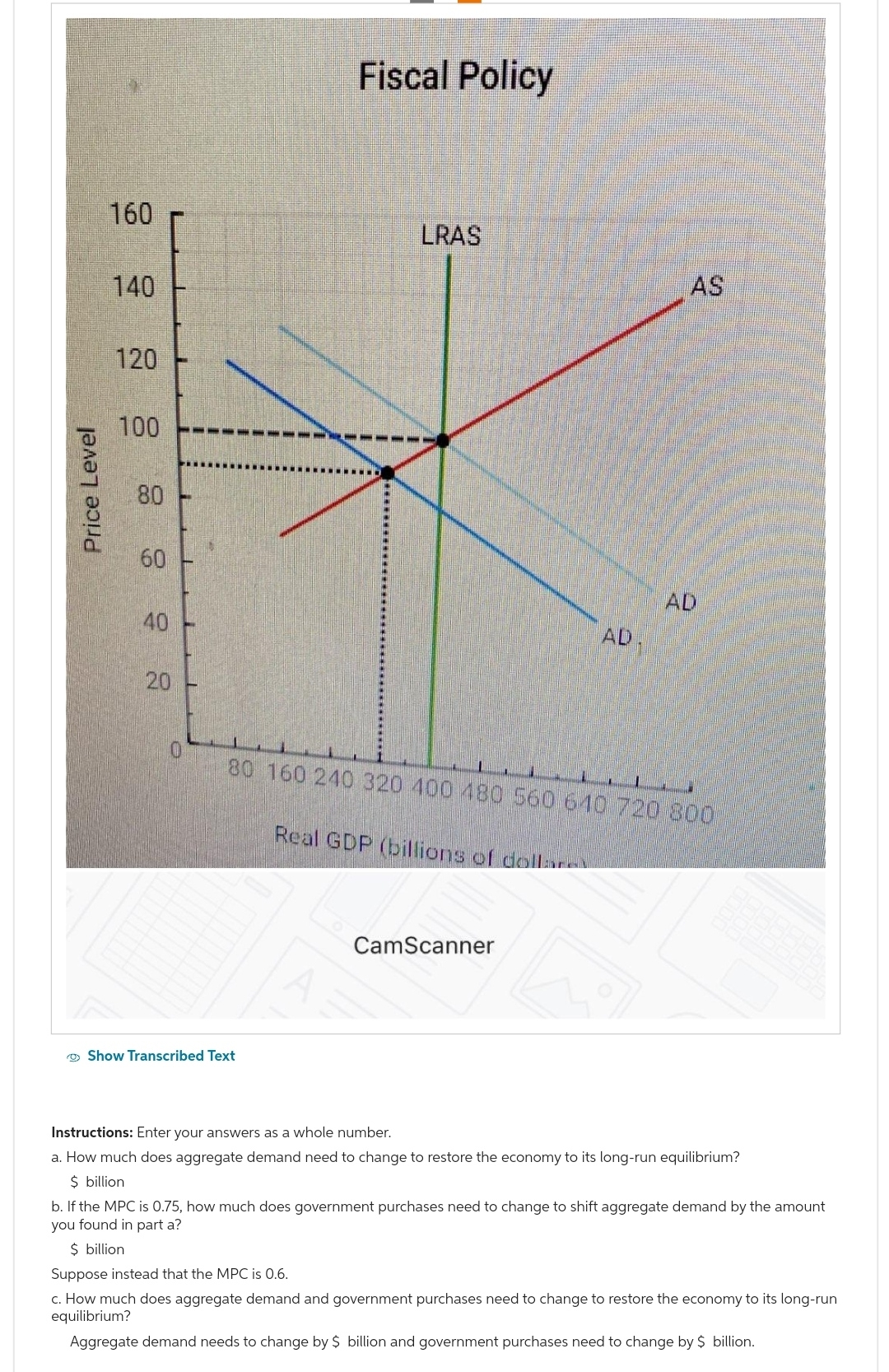 Solved the graph below depicits an economy where a decline | Chegg.com