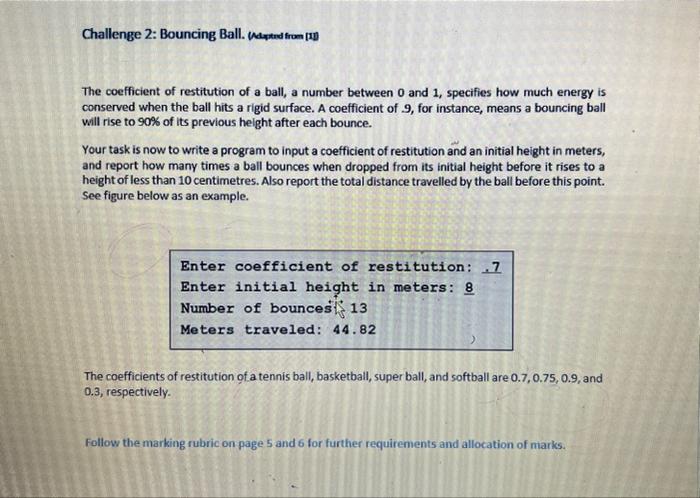 The coefficient of restitution of a ball, a number | Chegg.com
