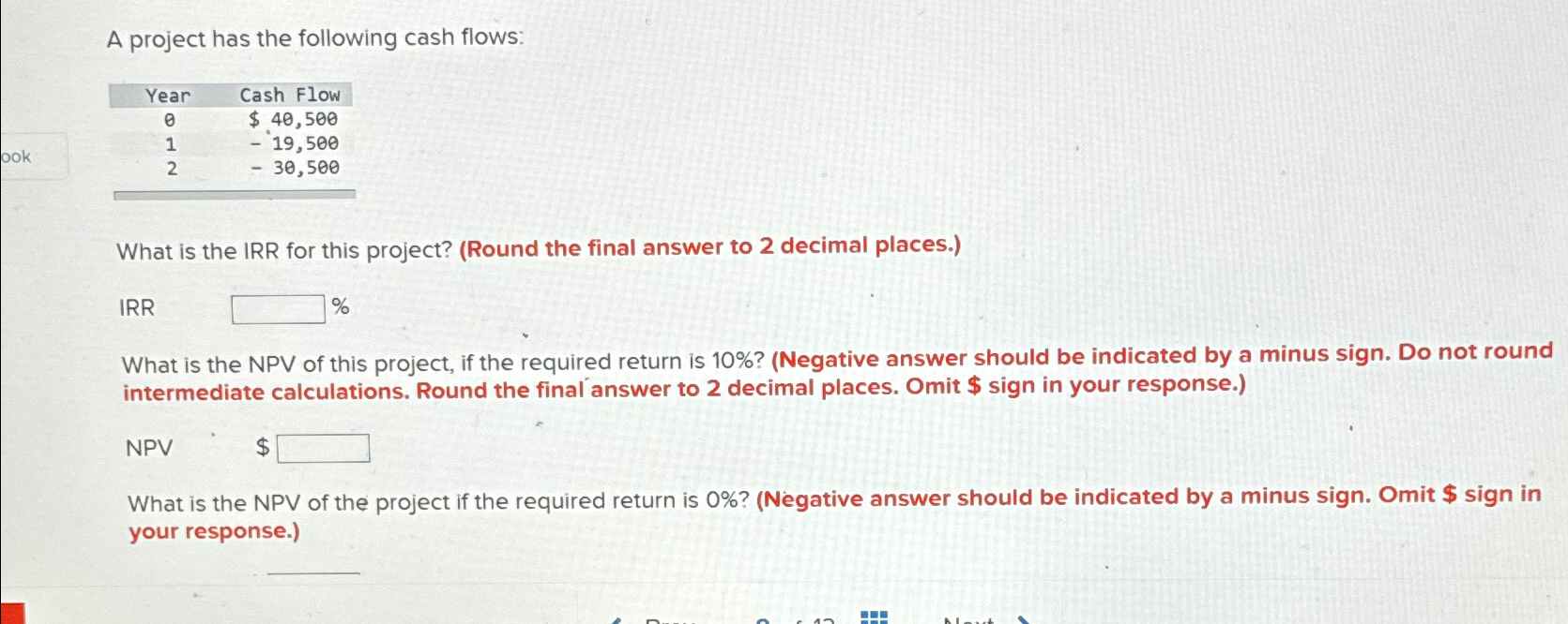 Solved A project has the following cash | Chegg.com