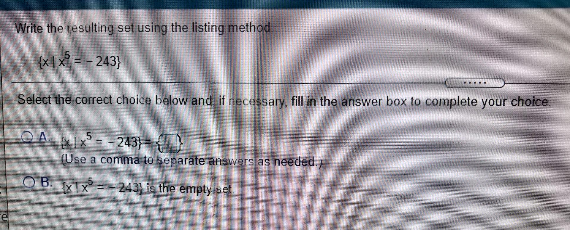 Solved Write the resulting set using the listing method / | Chegg.com