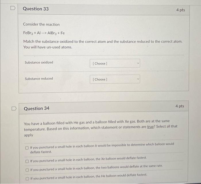Solved Consider the reaction FeBr3+Al→AlBr3+Fe Match the | Chegg.com