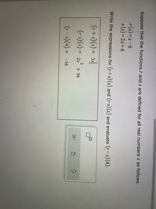 Solved Suppose that the functions r and s are defined for | Chegg.com