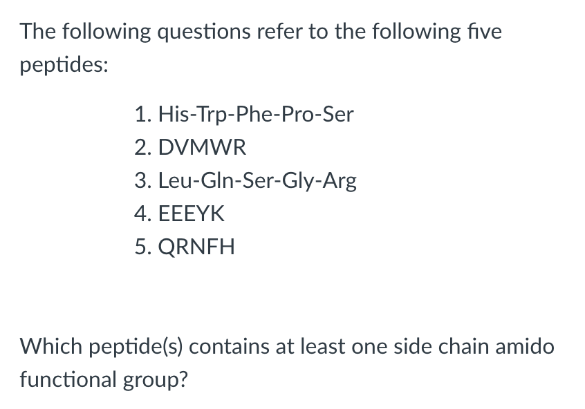 Solved The following questions refer to the following five | Chegg.com