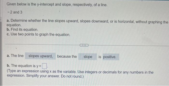 Solved Given below is the y-intercept and slope, | Chegg.com