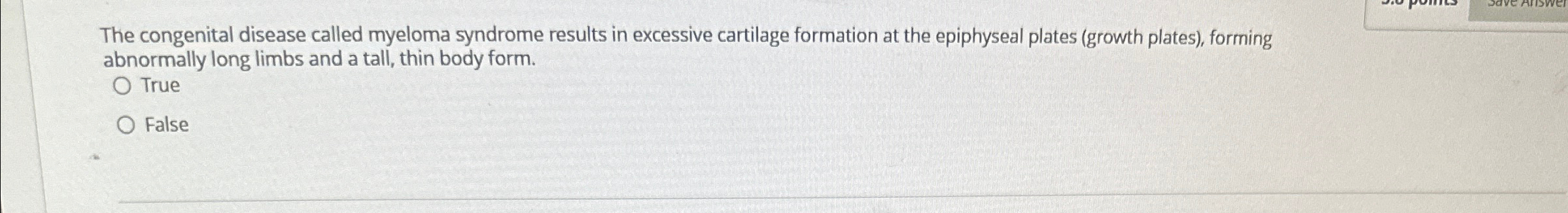 Solved The congenital disease called myeloma syndrome | Chegg.com