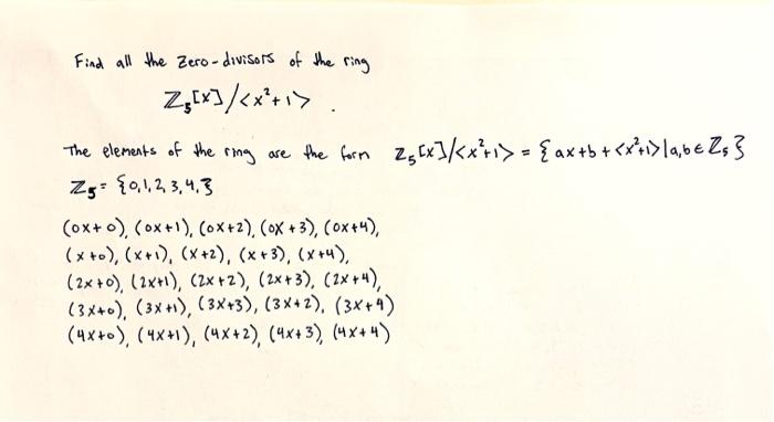 Solved Find all the zero-divisors of the ring \\[ | Chegg.com