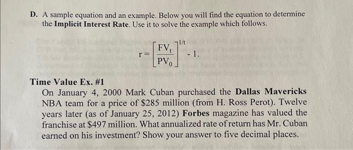 Solved D. A sample equation and an example. Below you will | Chegg.com