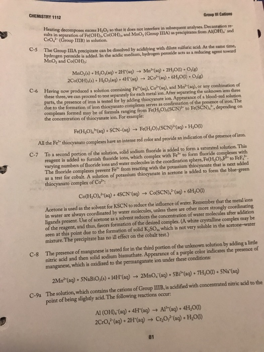 Solved Blue 4. An unknown containing only cations of Group | Chegg.com