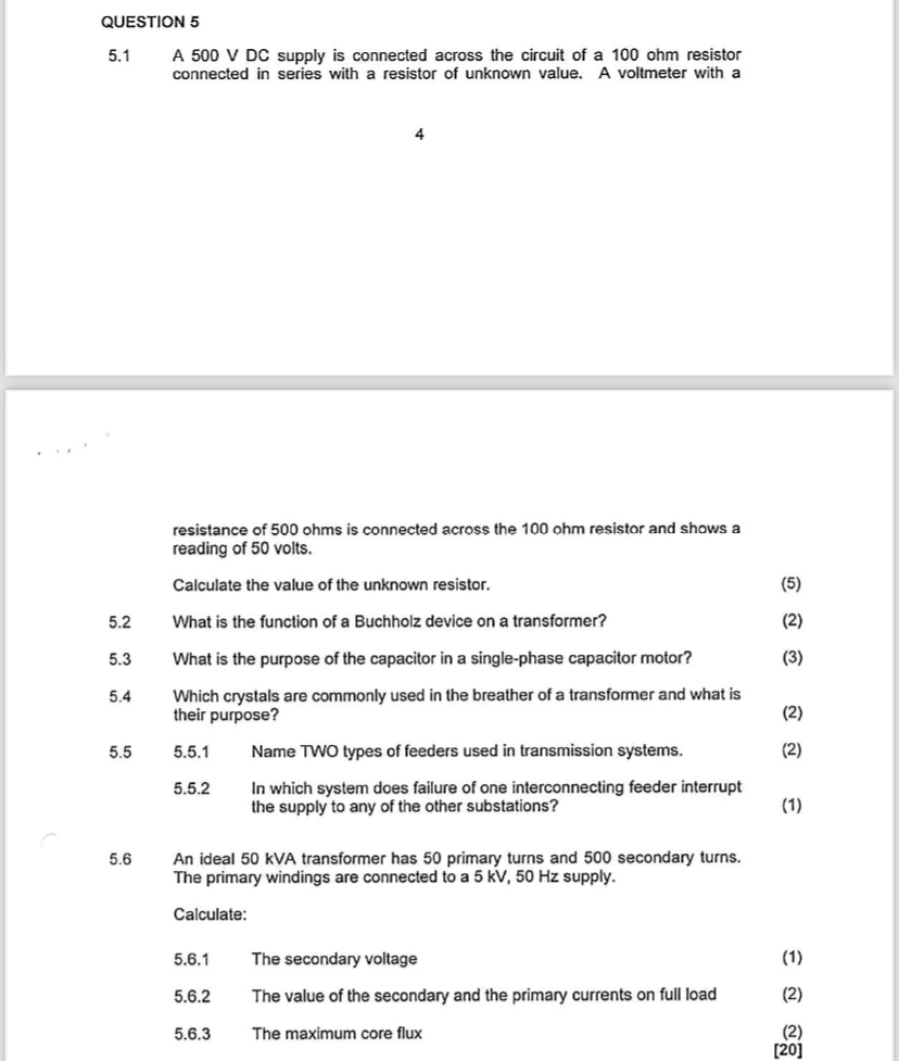 Solved QUESTION 55.1 ﻿A 500V ﻿DC supply is connected across | Chegg.com