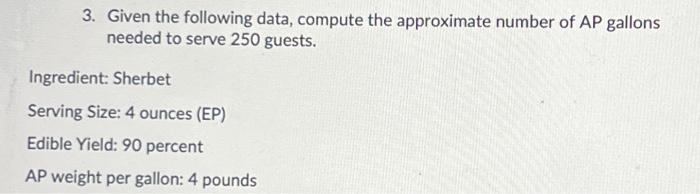 3. Given the following data, compute the approximate | Chegg.com