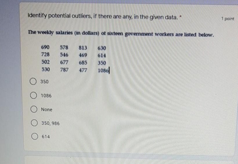 Solved Identify potential outliers, if there are any in the | Chegg.com