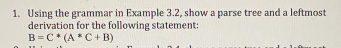 Solved 1. Using the grammar in Example 3.2, show a parse | Chegg.com