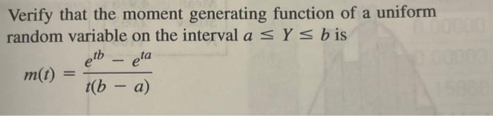 Solved Verify that the moment generating function of a | Chegg.com