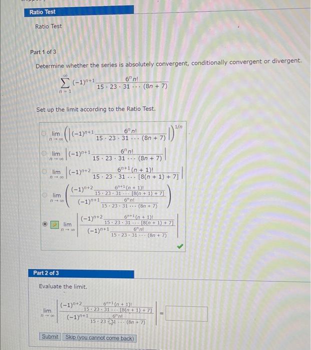 Solved Part 1 of 3 Determine whether the series is | Chegg.com