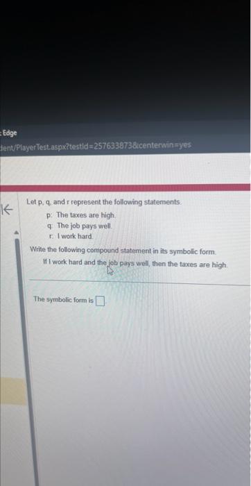 Solved Let p,q, and r represent the following statements p. | Chegg.com