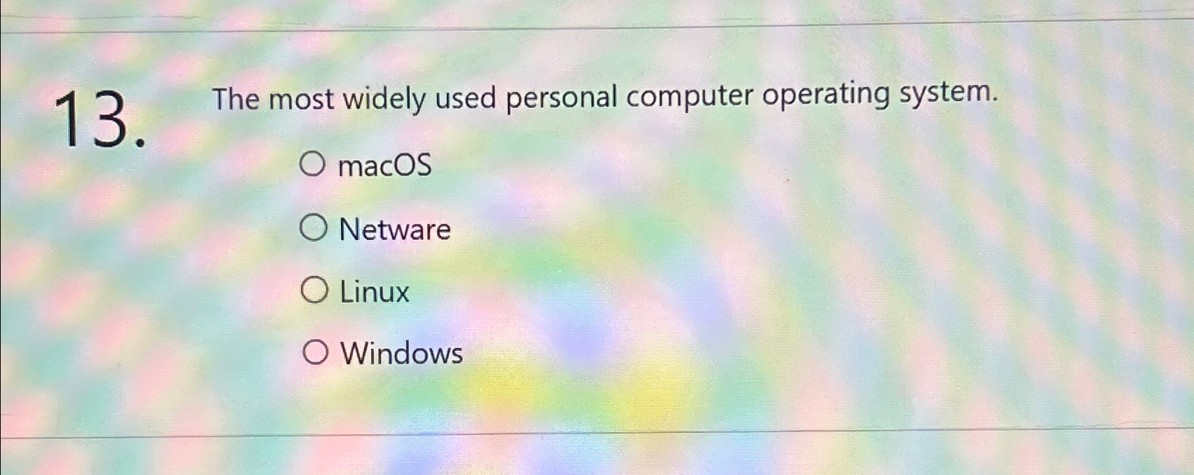 Solved The most widely used personal computer operating | Chegg.com