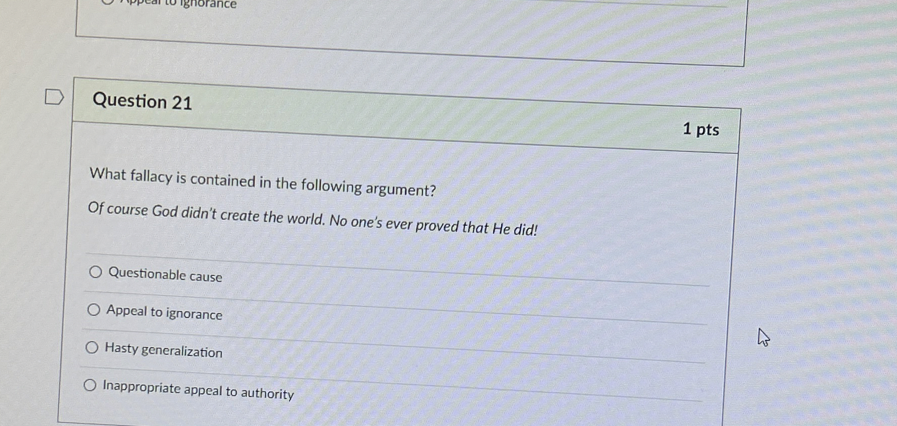 Solved Question 211 ﻿ptsWhat fallacy is contained in the | Chegg.com