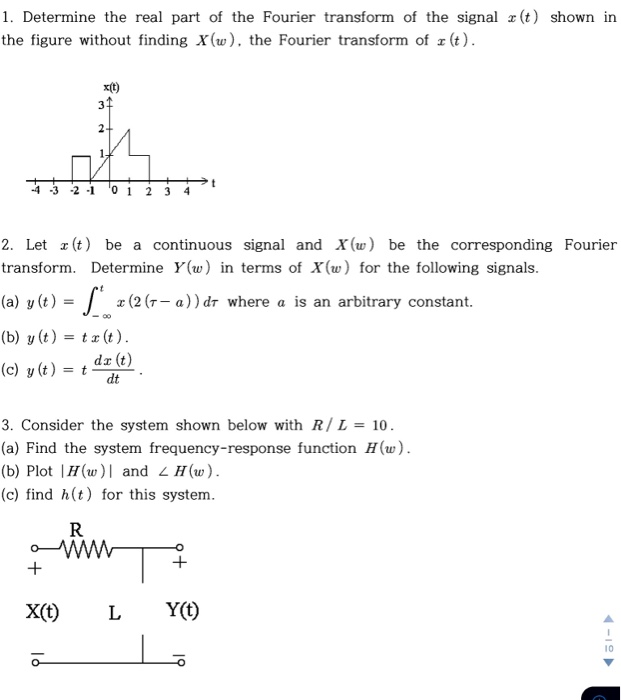 Solved 1. Determine the real part of the Fourier transform | Chegg.com