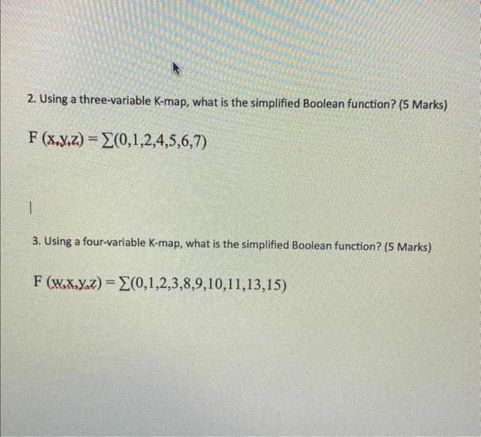 Solved 2. Using a three-variable K-map, what is the | Chegg.com