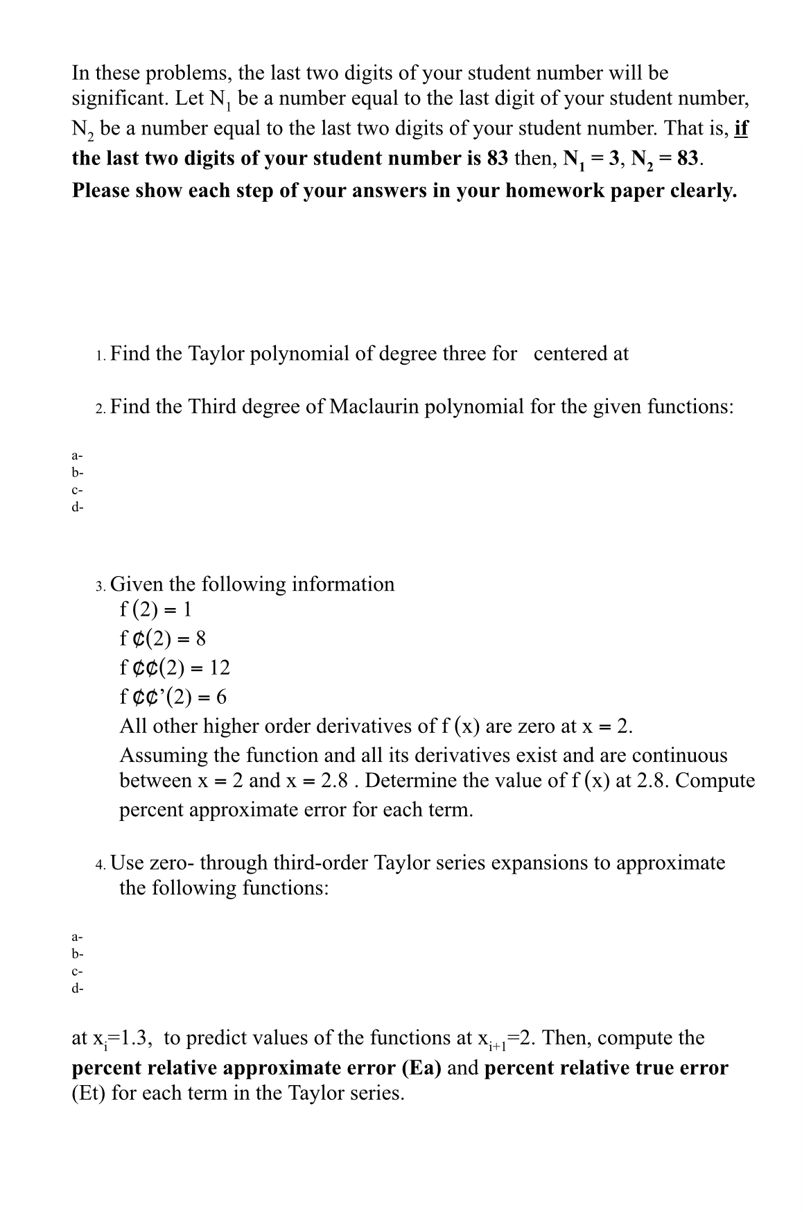 In these problems, the last two digits of your | Chegg.com