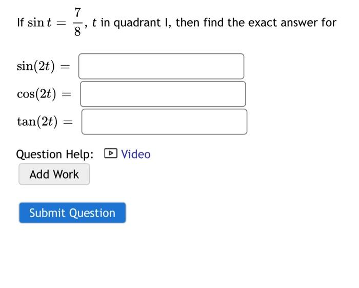 Solved 3 Given tant = 2' t is in Quadrant IV. Give the exact | Chegg.com