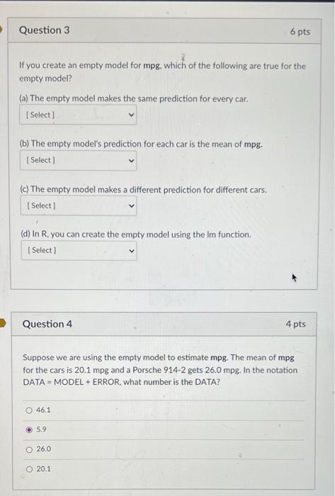 Solved Question 3 6 pts If you create an empty model for | Chegg.com