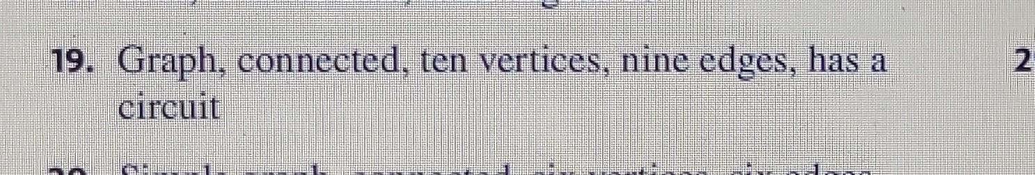 Solved 19. Graph, connected, ten vertices, nine edges, has a | Chegg.com