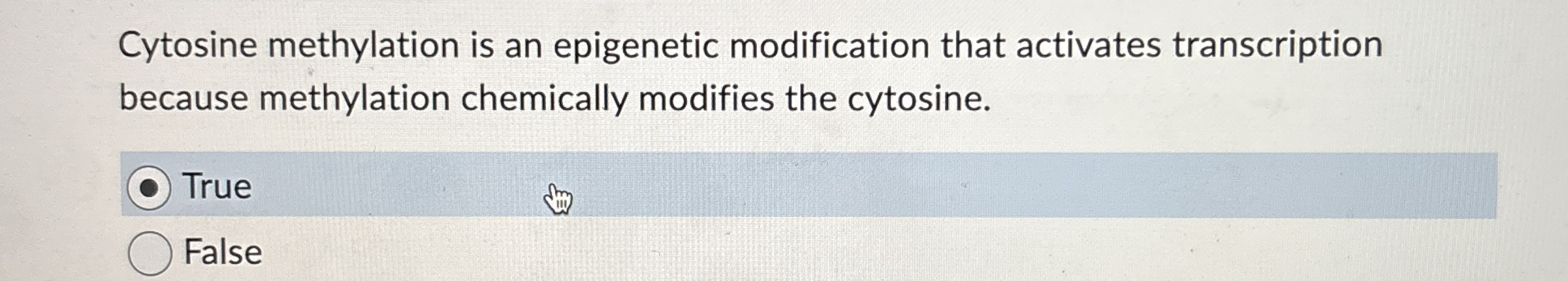 Solved Cytosine methylation is an epigenetic modification | Chegg.com